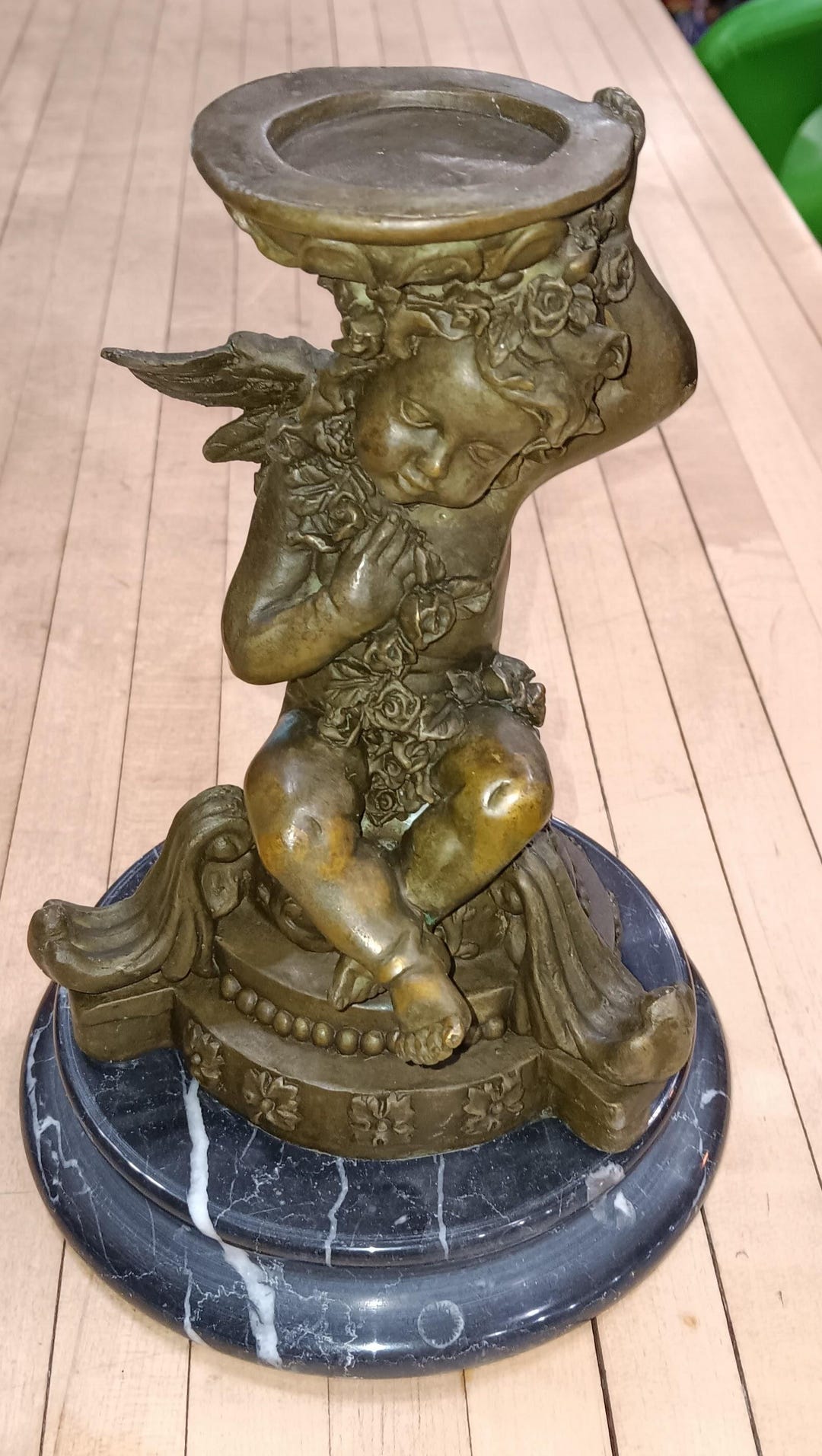 Vintage Cast Bronze Left Handed Cherub Candle Holder Statue - Etsy