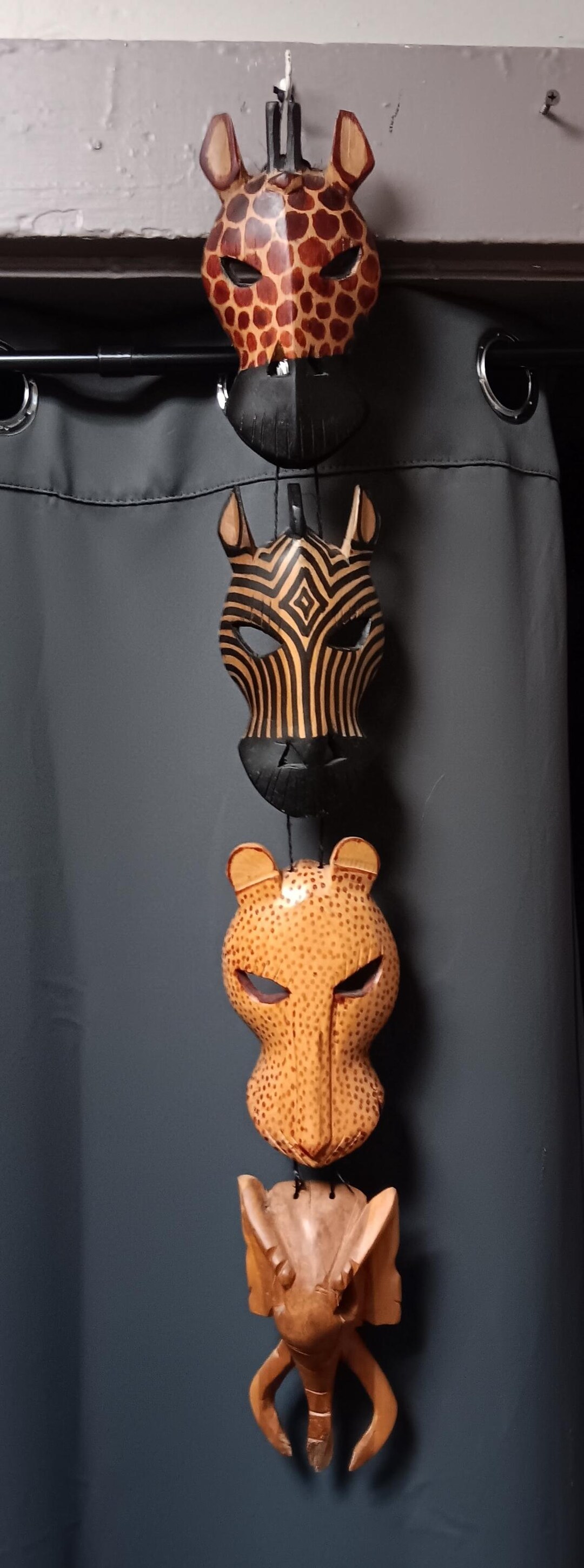 30" Hand-carved African Safari Animal Mask Wall Hanging | Giraffe Zebra ...