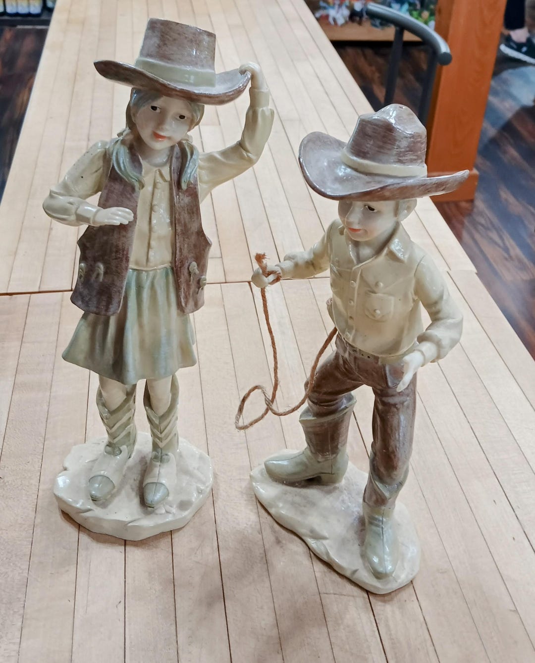 Vintage Western Cowboy & Cowgirl Figurines – 12" Tall Pair - Etsy