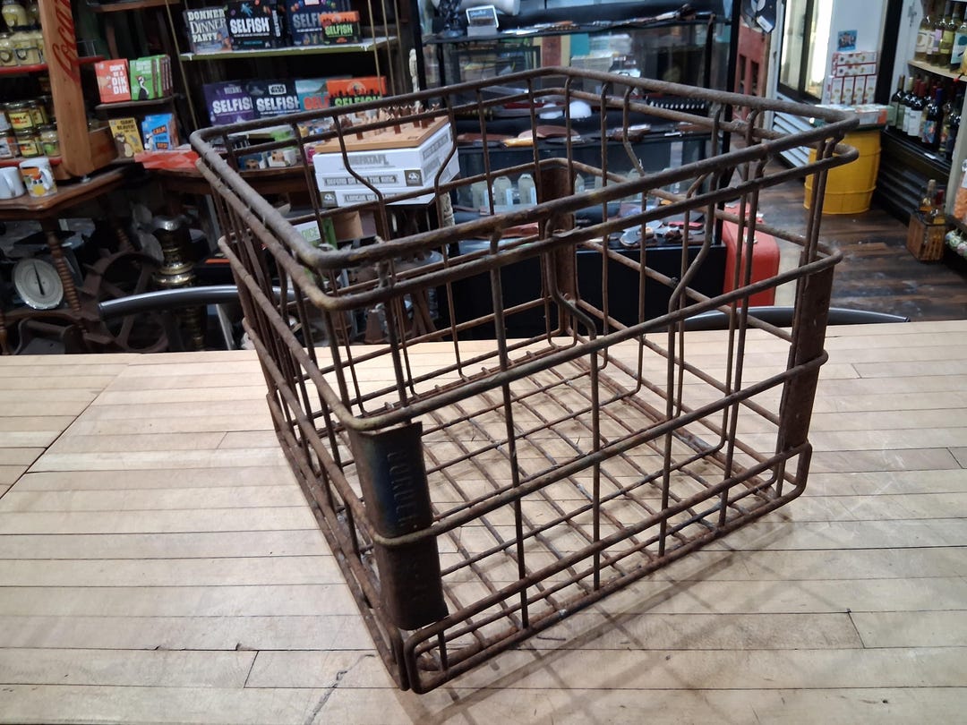 Vintage Borden Wire Milk Bottle Crate Industrial Dairy Basket - Etsy