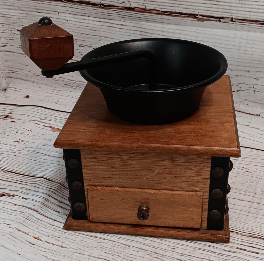 Vintage Wood and Iron Table Top Coffee Grinder - Etsy