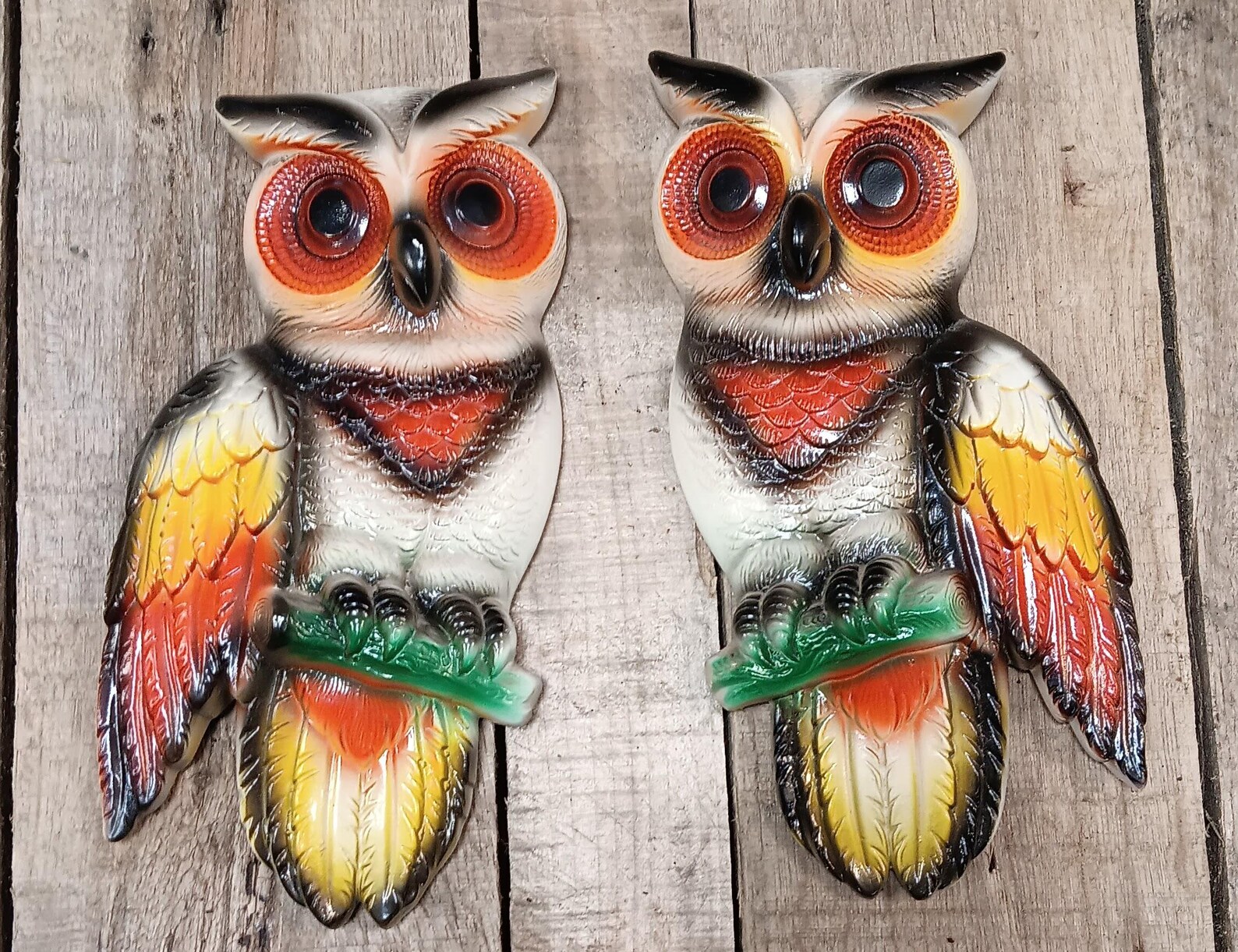 Vintage Pair of MCM Ceramic Wall Hanging Owls - Etsy