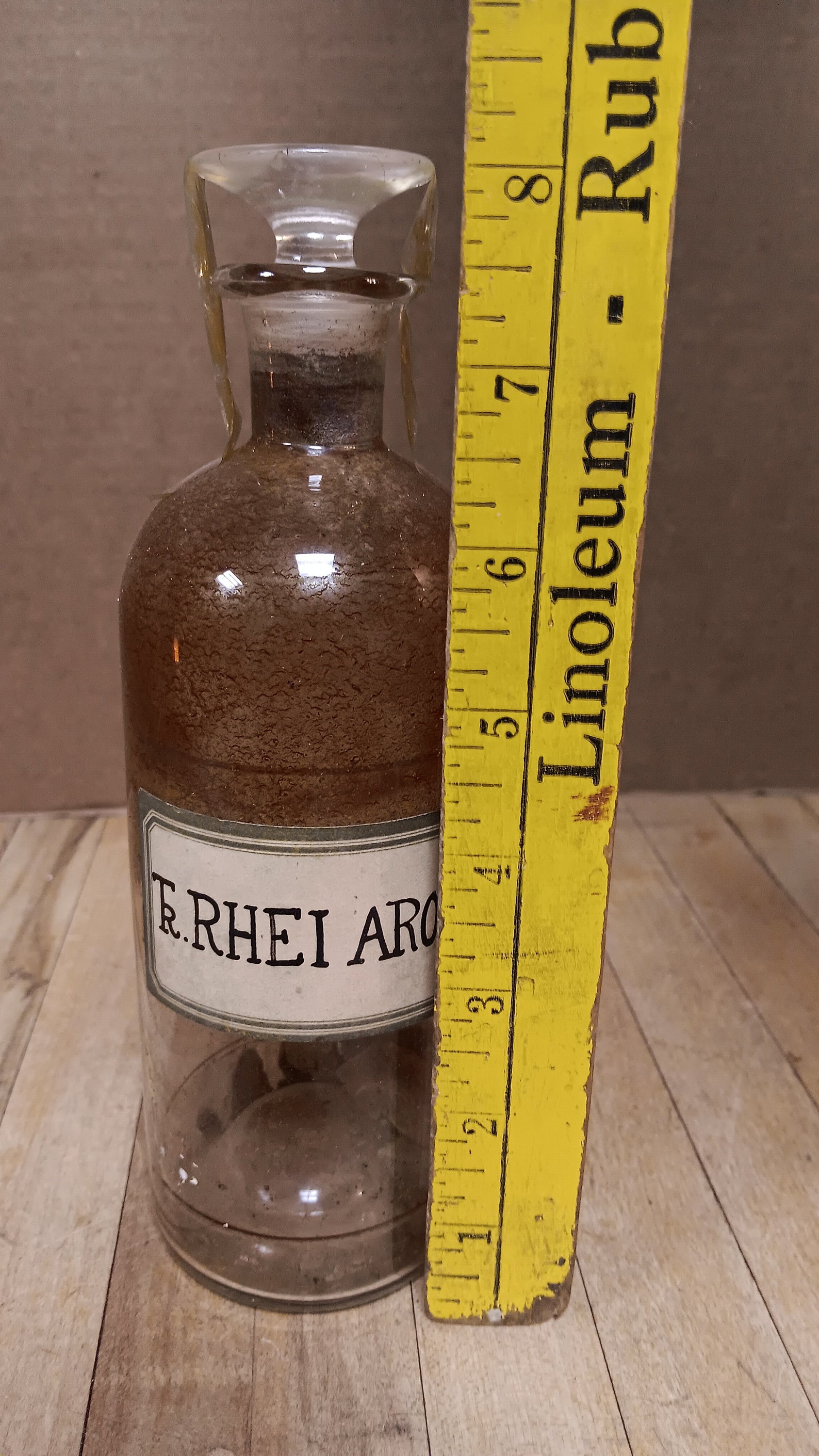 Vintage 1800's Era Pharmacy Apothecary Glass Bottle Rhei Arom rhubarb ...
