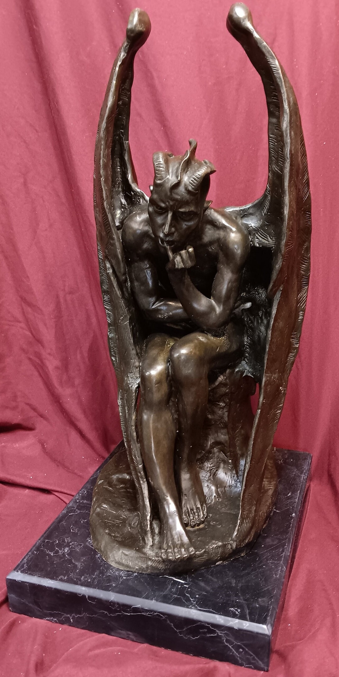 Vintage Bronze Sculpture Fallen Angel Satan Lucifer - Etsy