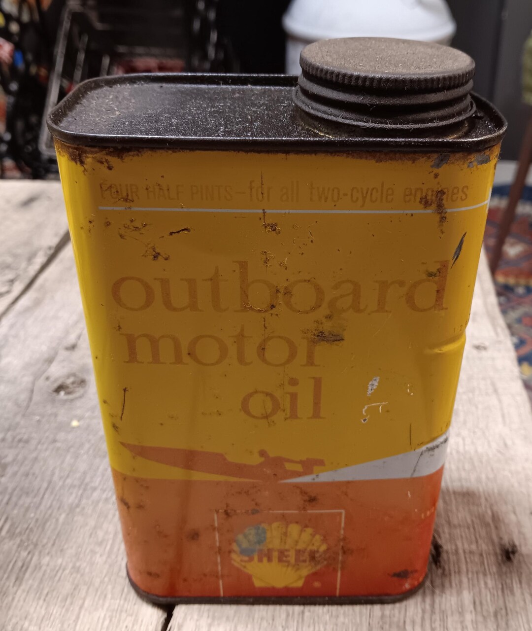 Vintage Empty One Quart Shell Outboard Motor Oil Can - Etsy