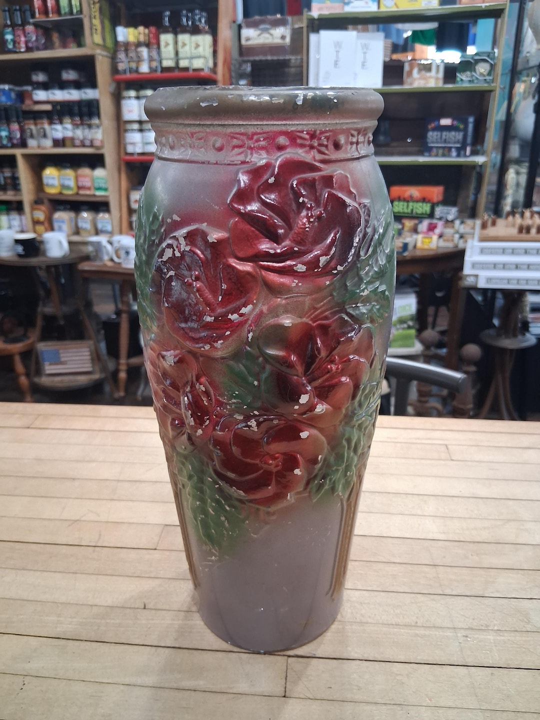 Vintage Goofus Glass Rose Pattern Vase 12.5 in Tall - Etsy