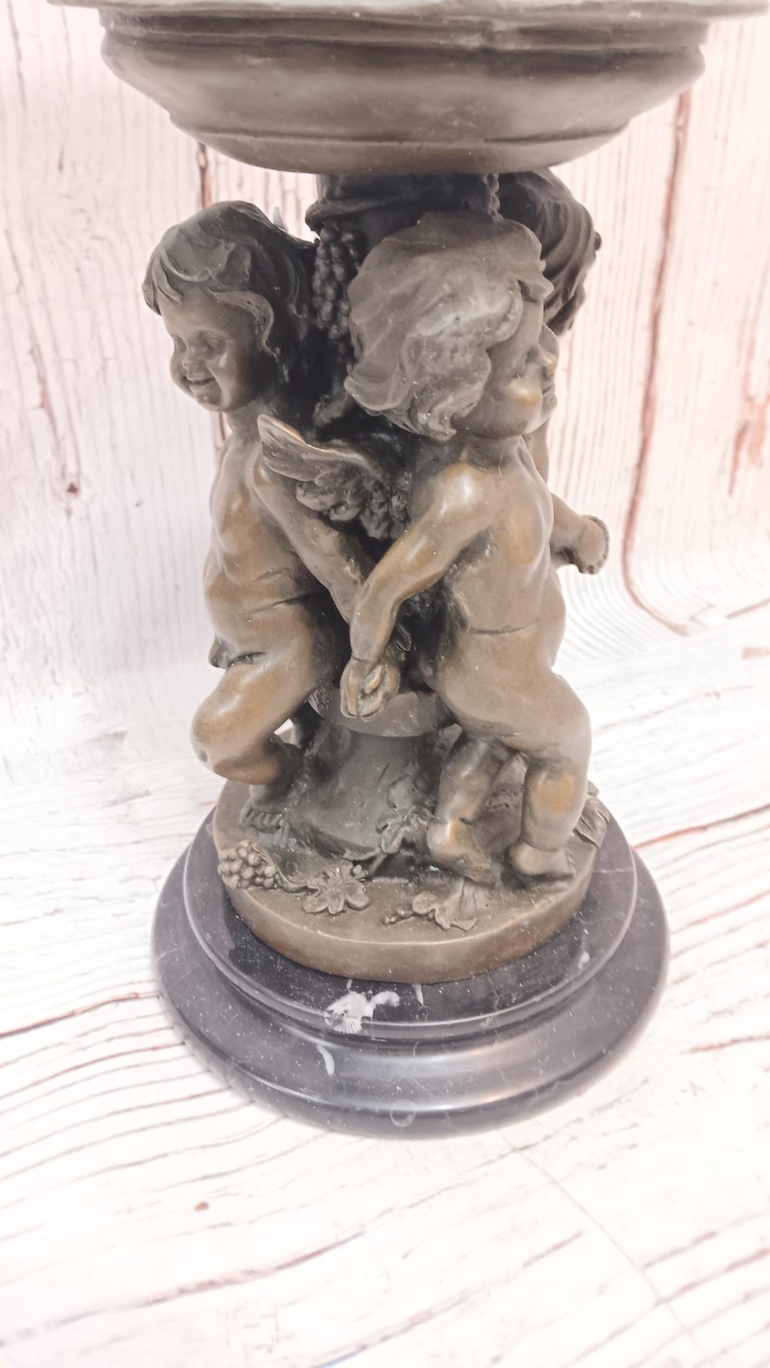 Vintage Cast Bronze Roman-greco Style Three Cherubs Dancing Candle ...