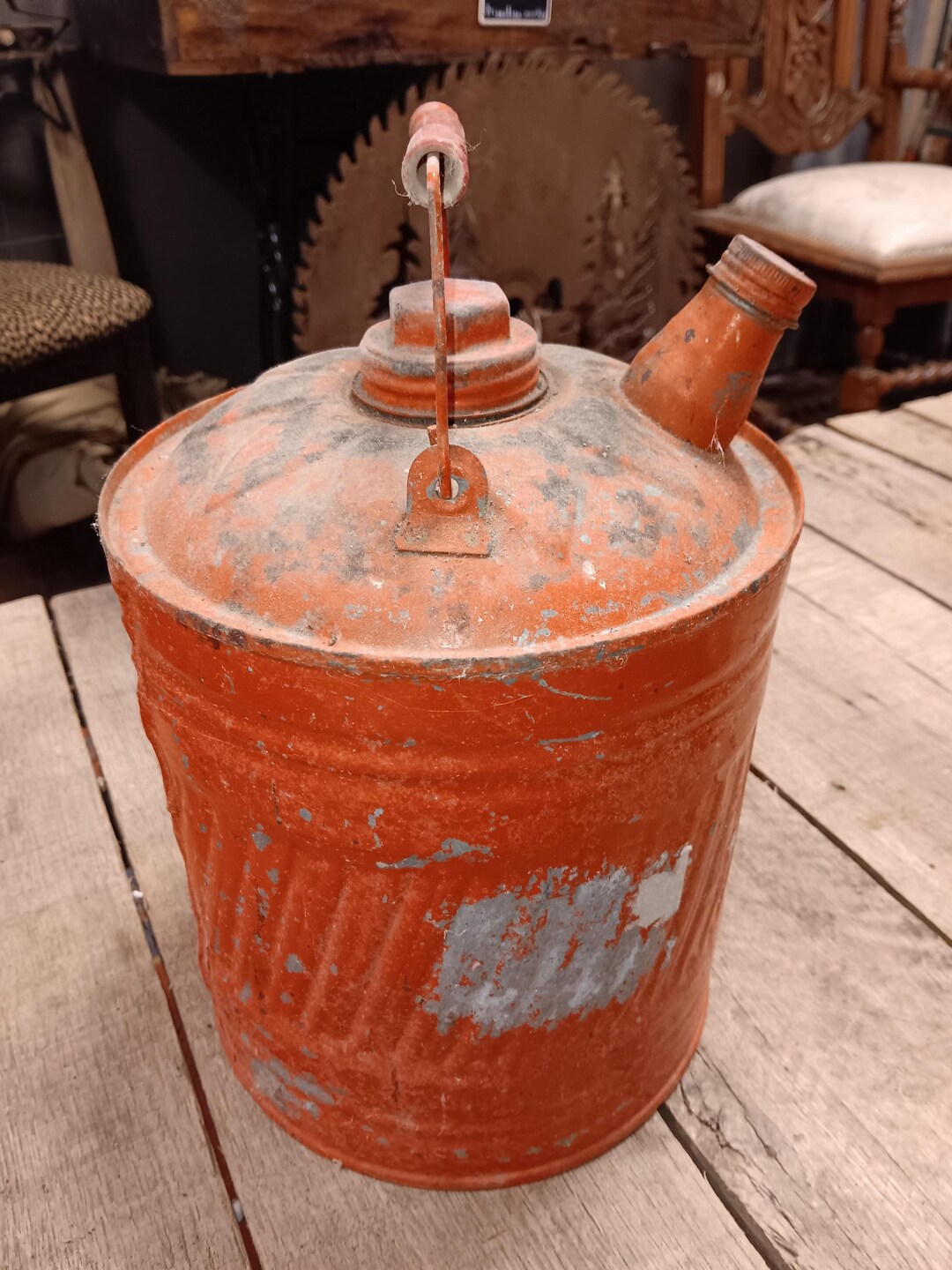 Vintage 1-gallon Metal Gas Can With Spout — Industrial Orange - Etsy
