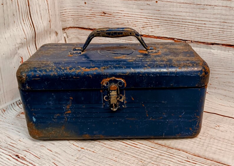 Vintage Heavy Duty Blue Tool Tackle Box With Collapsible Shelf - Etsy