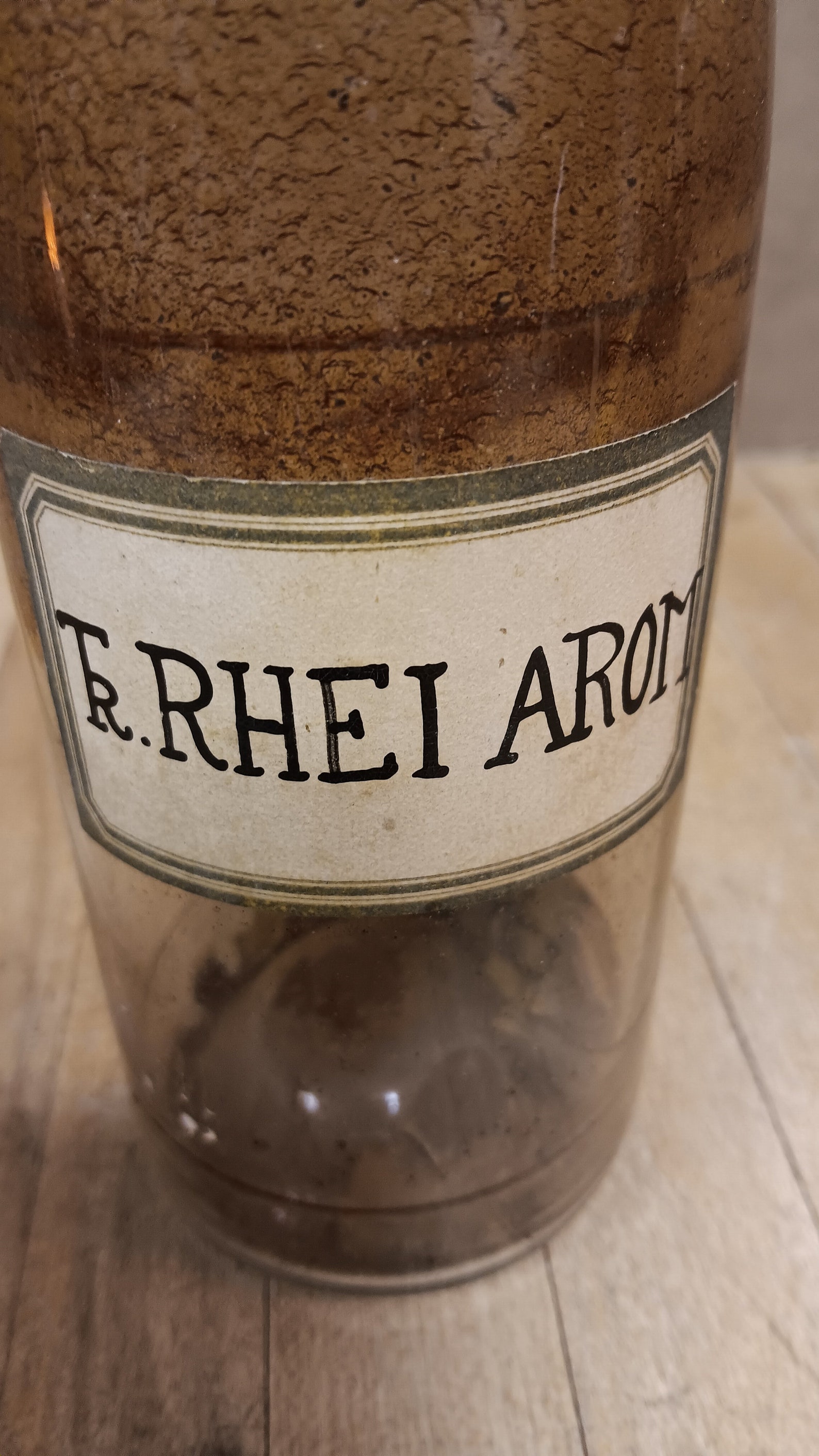 Vintage 1800's Era Pharmacy Apothecary Glass Bottle Rhei Arom rhubarb ...