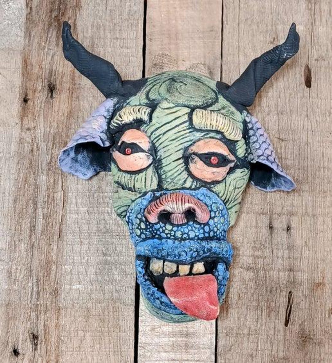 Grotesque Djinn Wall Mask – Handcrafted Fantasy Decor, 11" Hanging - Etsy