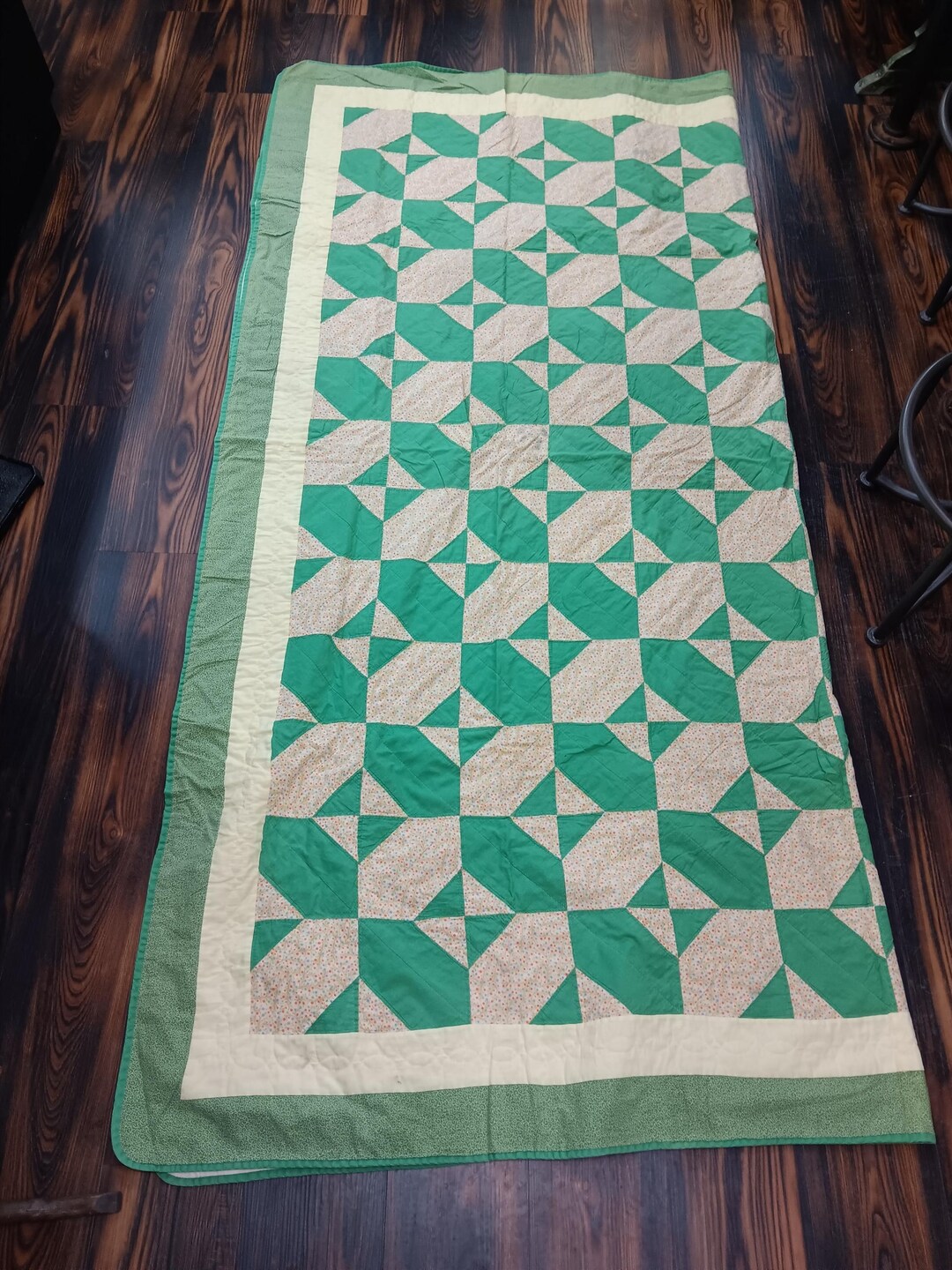 Handmade Green Patchwork Quilt Vintage Style 84x26 Lap Sofa Throw - Etsy