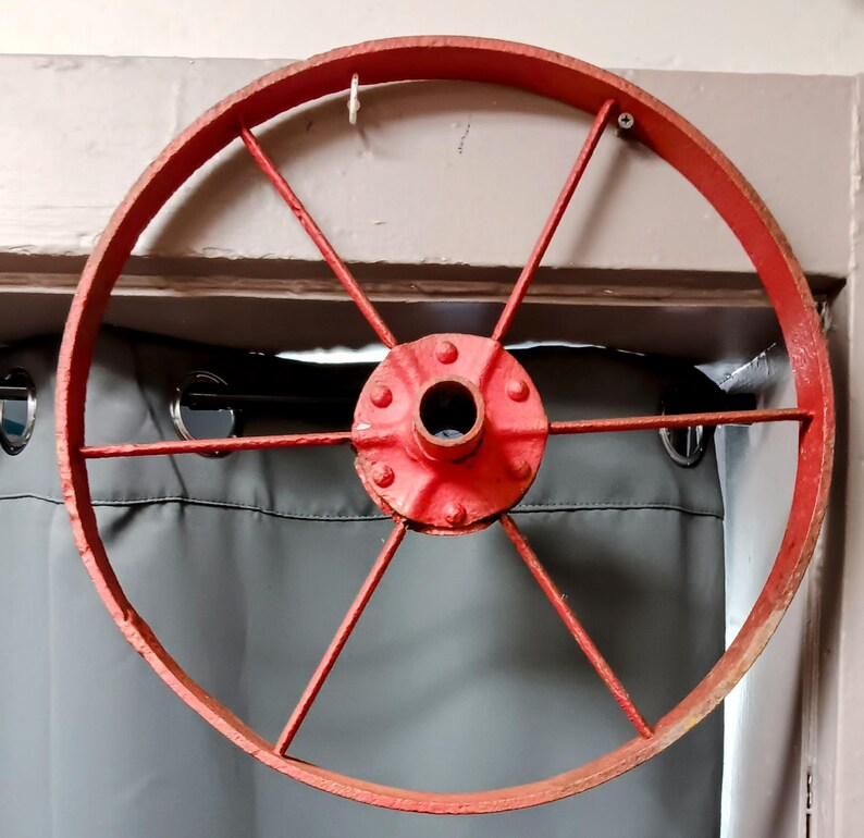 Vintage 15.5 Inch Red Cast Iron Spoke Wheel - Etsy