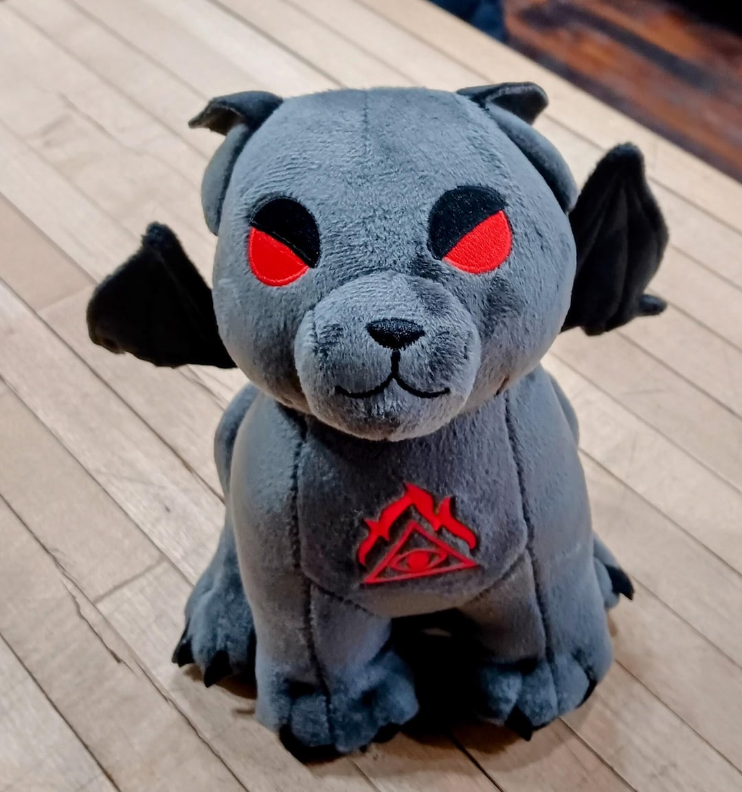 Demonic Cat Plush – Gothic Stuffed Familiar With Red Eyes & Bat Wings ...