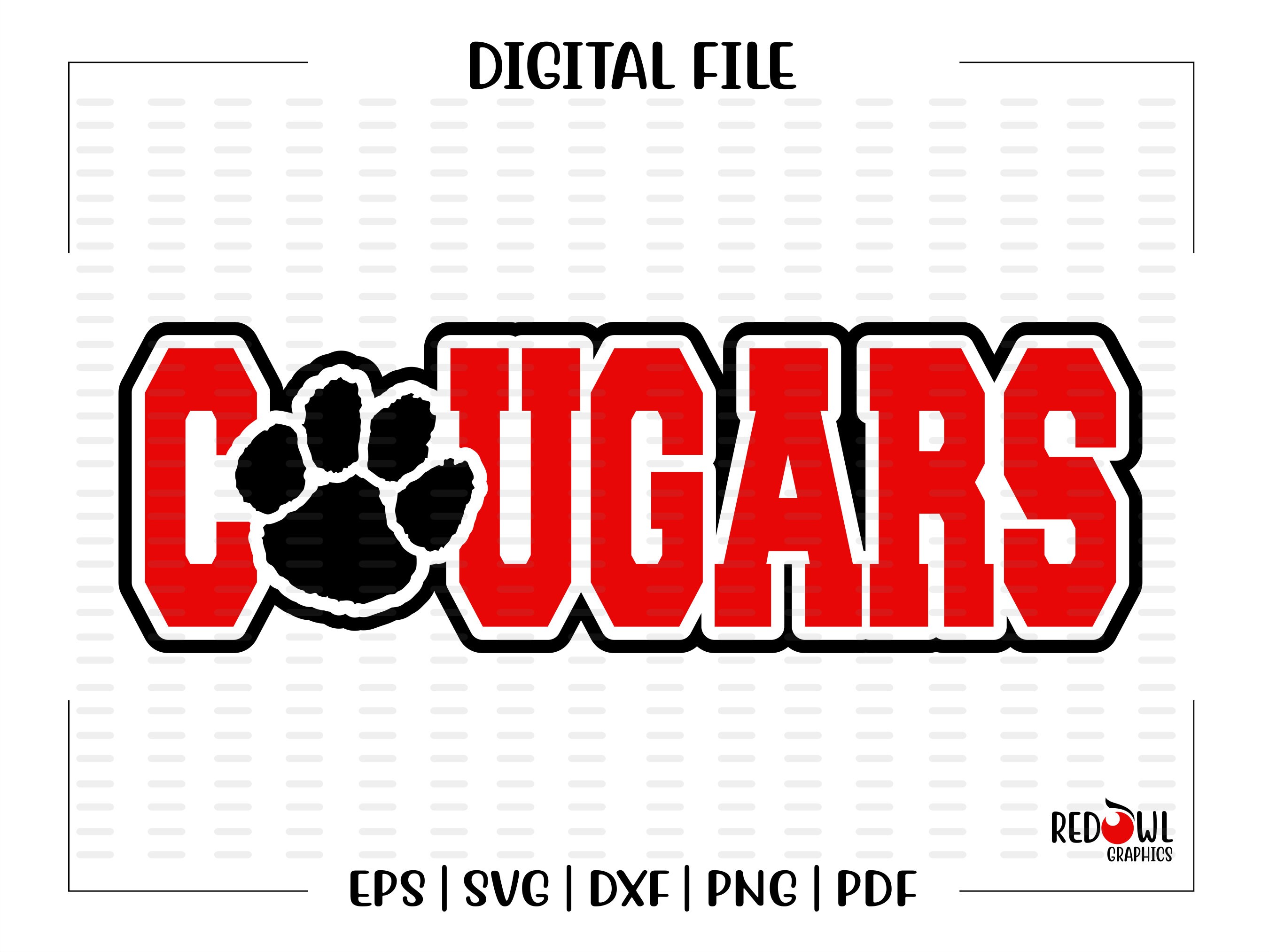 Red Cougar Paw Clip Art