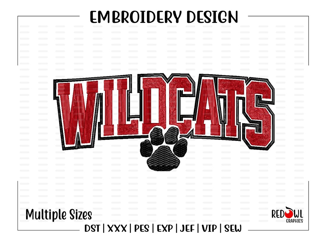 Wildcat, Wildcats, Embroidery Design, Mascot, School, Wildcat ...