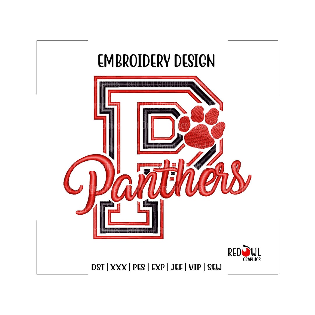 Panthers Embroidery Design, Panther, Paw, Mascot, Machine, Design, Dst ...
