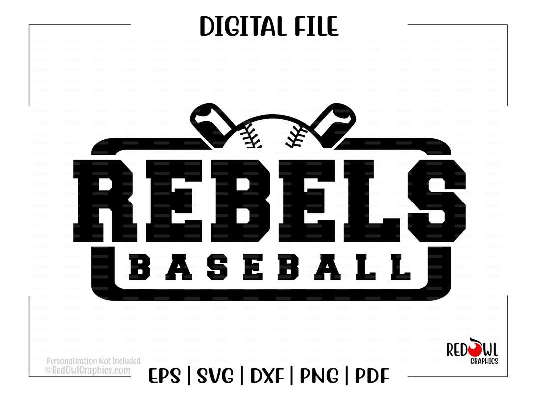 Baseball Svg, Rebel Baseball Svg, Rebel, Rebels, Baseball, Svg, Dxf ...