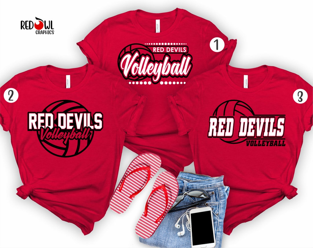 Red Devil Volleyball T-shirt, Personalized Volleyball Shirt, Red Devil, Volleyball,t-shirt,shirt ...
