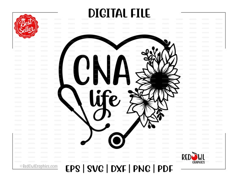 CNA Life, CNA Svg, CNA, Certified, Assistant, Nurse, Heart, Flowers ...