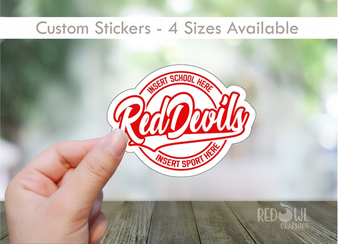 Personalized Red Devil Sticker, School, Spirit, Red Devil, Sports ...