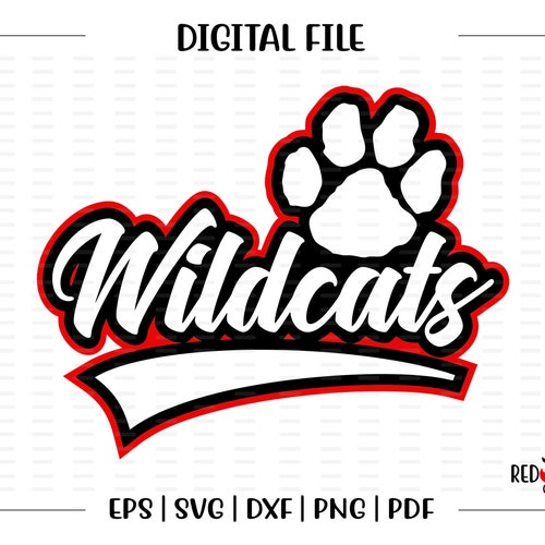 Wildcat Mascot Paw Print SVG DXF PNG Eps Clip Art Cut - Etsy