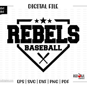 Baseball Svg, Rebel Baseball Svg, Rebel, Rebels, Baseball, Svg, Dxf ...
