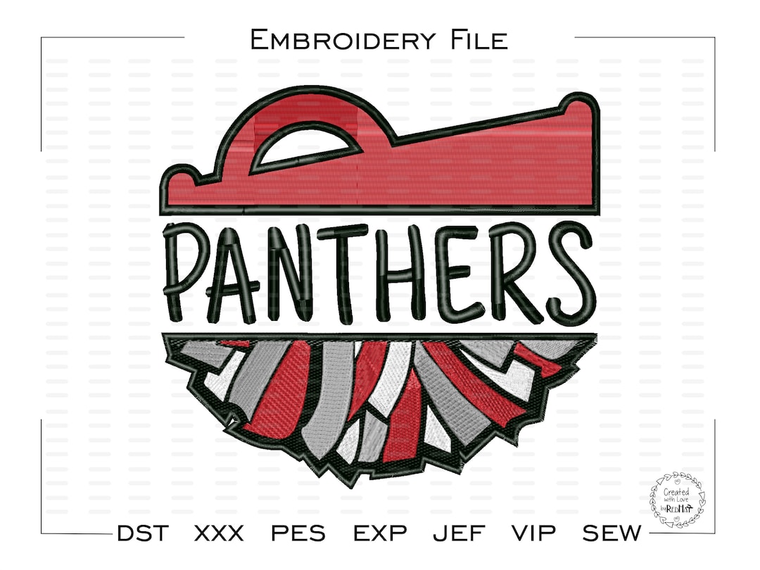 Cheer, Cheerleader, Cheerleading, Panther, Embroidery Design, Mascot ...