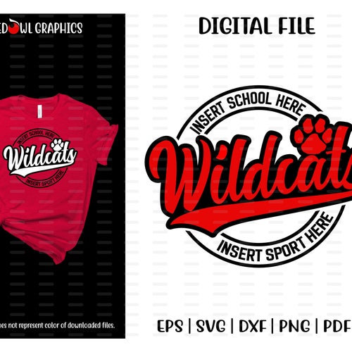 Wildcat Mascot Paw Print SVG DXF PNG Eps Clip Art Cut - Etsy