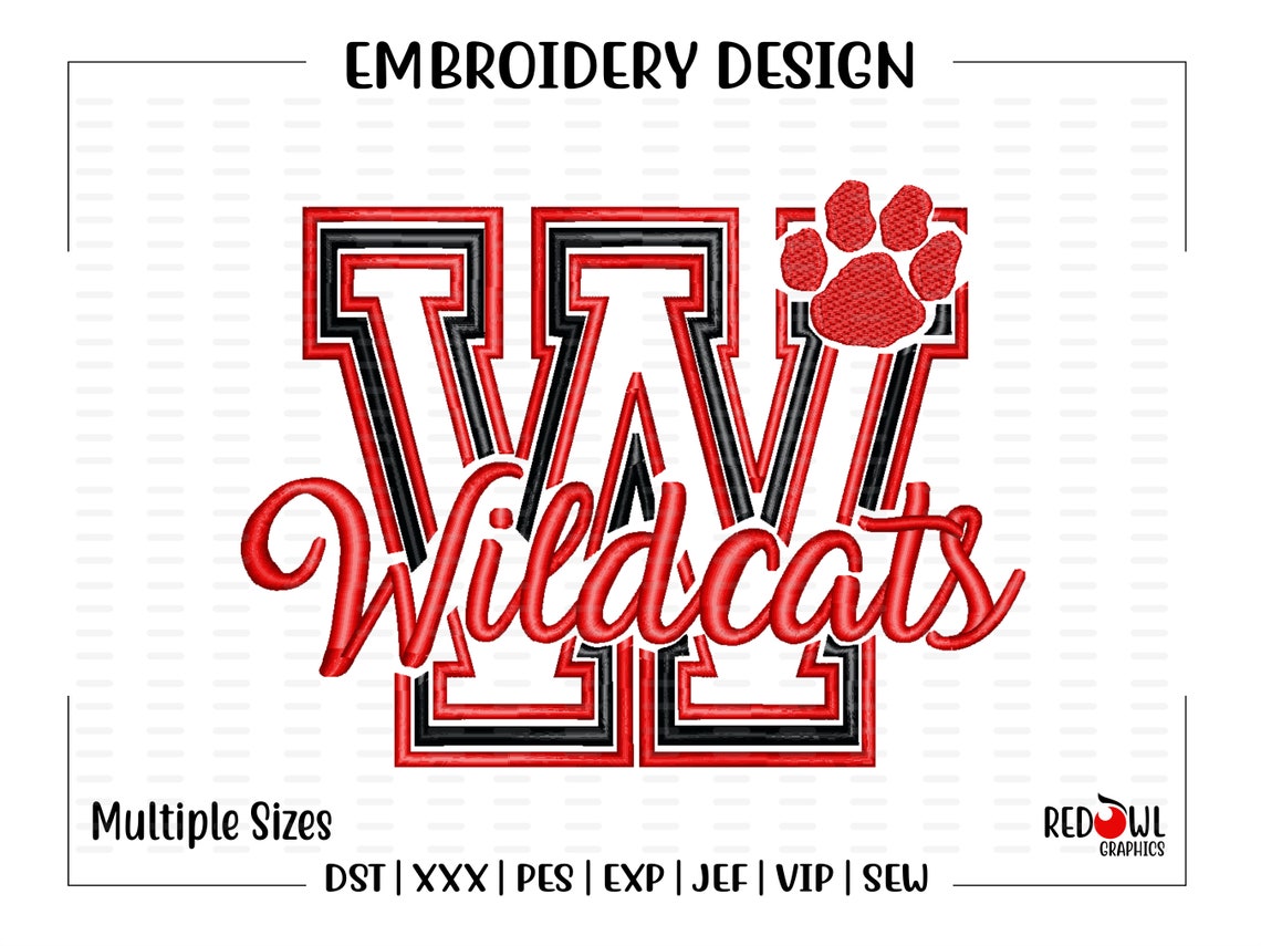 Wildcat Wildcats Embroidery Design Mascot School Wildcat - Etsy