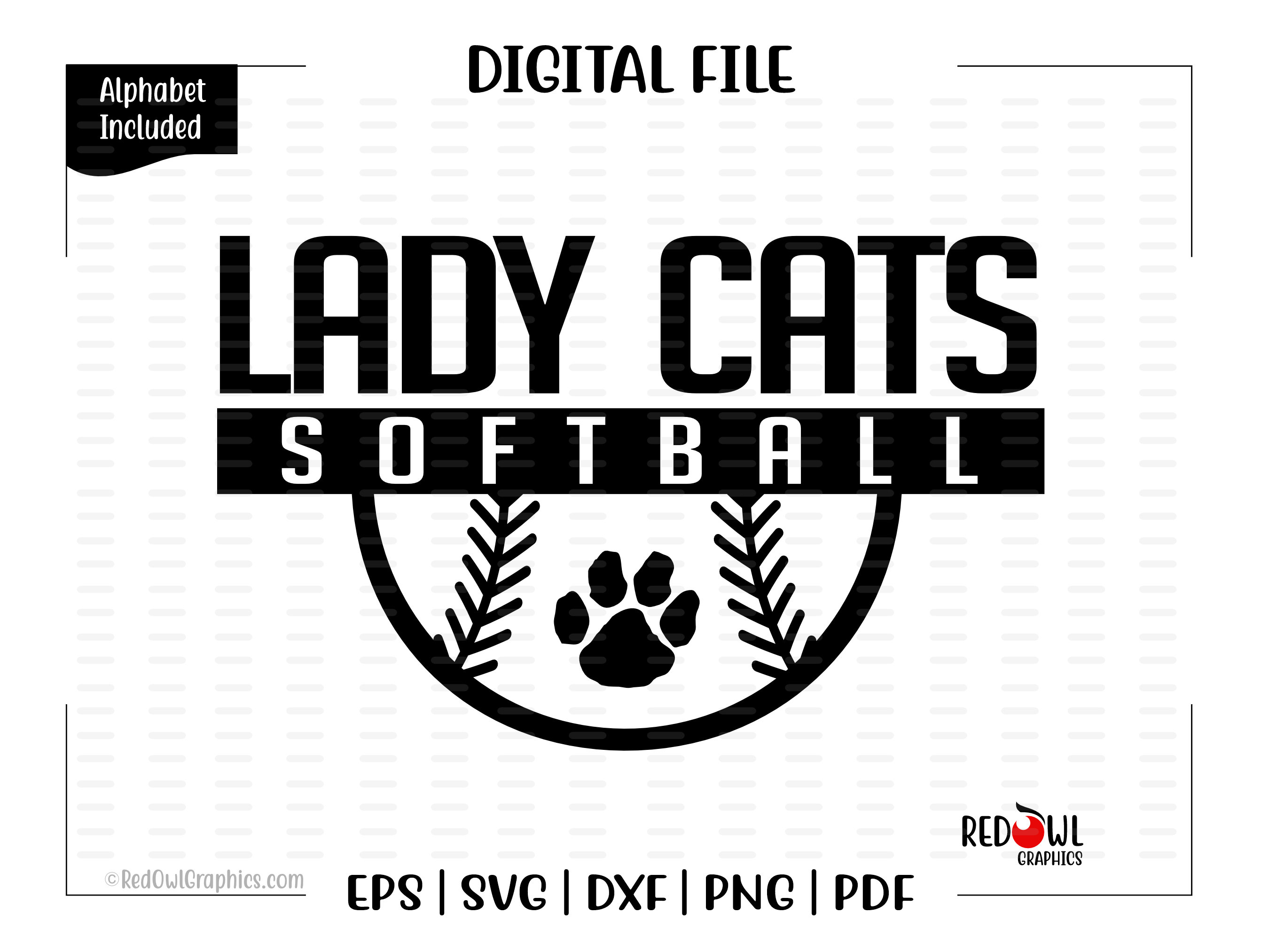 Softball Svg, Lady Cats Softball Svg, Lady, Cat, Cats, Ladycat ...