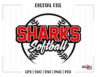 Sharks Softball Png - Etsy