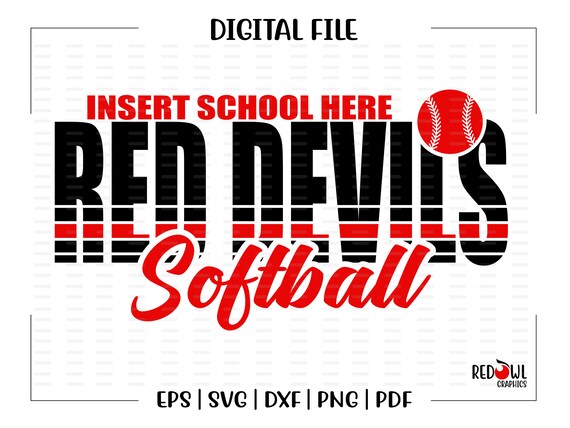 Art & Collectibles digital pdf sublimation Red Devil Softball svg ...