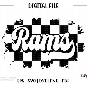 Ram Svg, Rams Svg, Ram, Rams, Retro, Checker Board, Mascot, Svg, Dxf ...