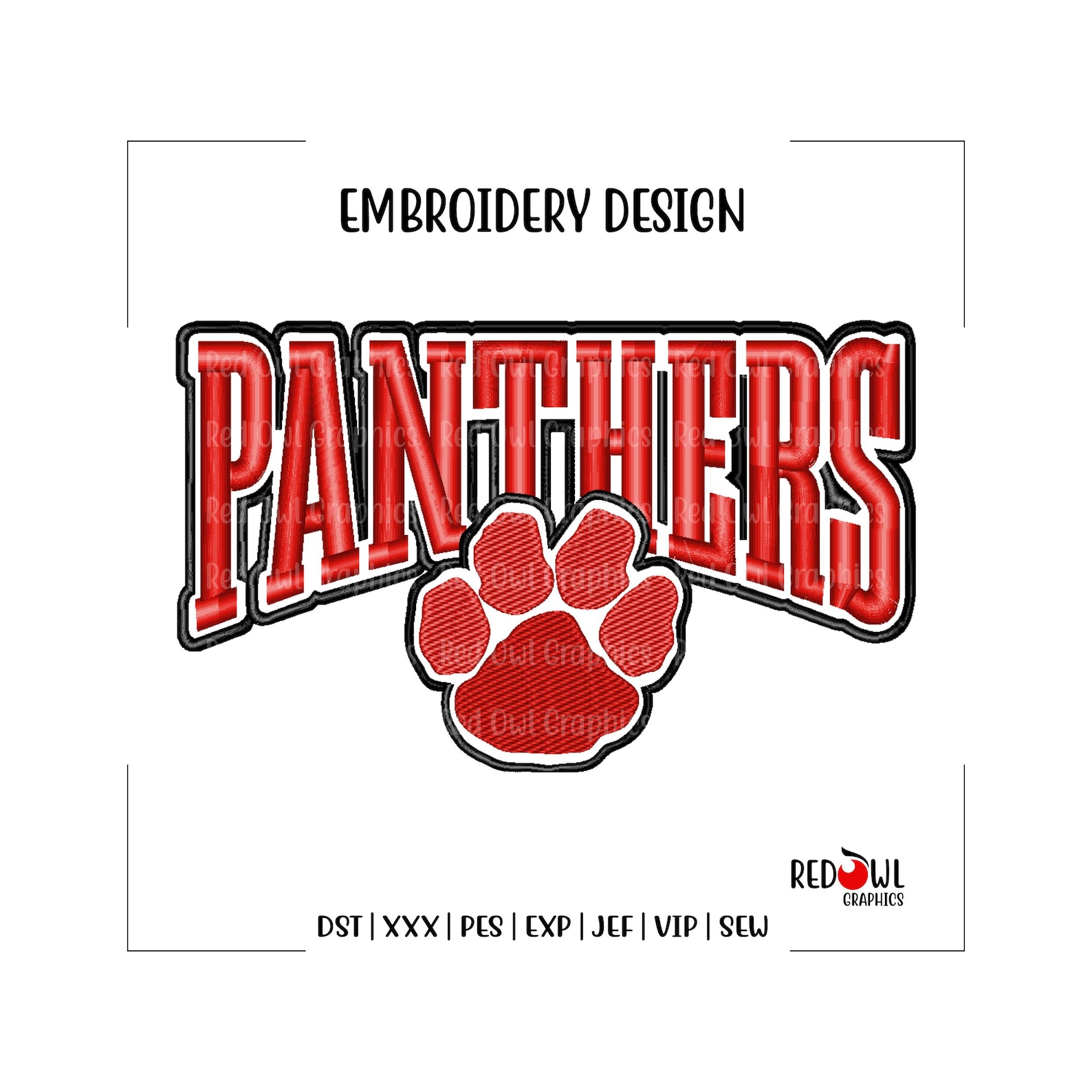 Panther, Panthers, Paw, Embroidery Design, Mascot, Panther Embroidery ...