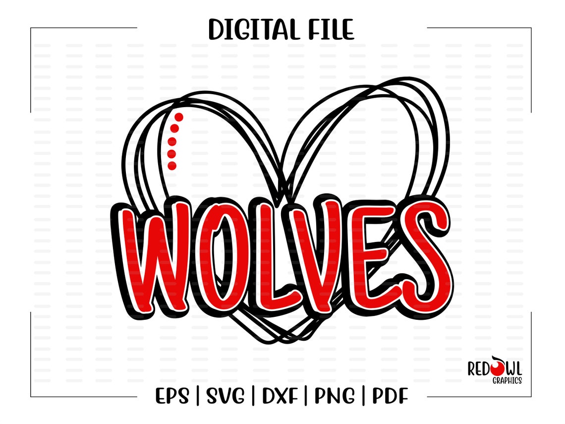 Wolves Svg Heart Love Wolves Wolf Svg Dxf Eps Png | Etsy