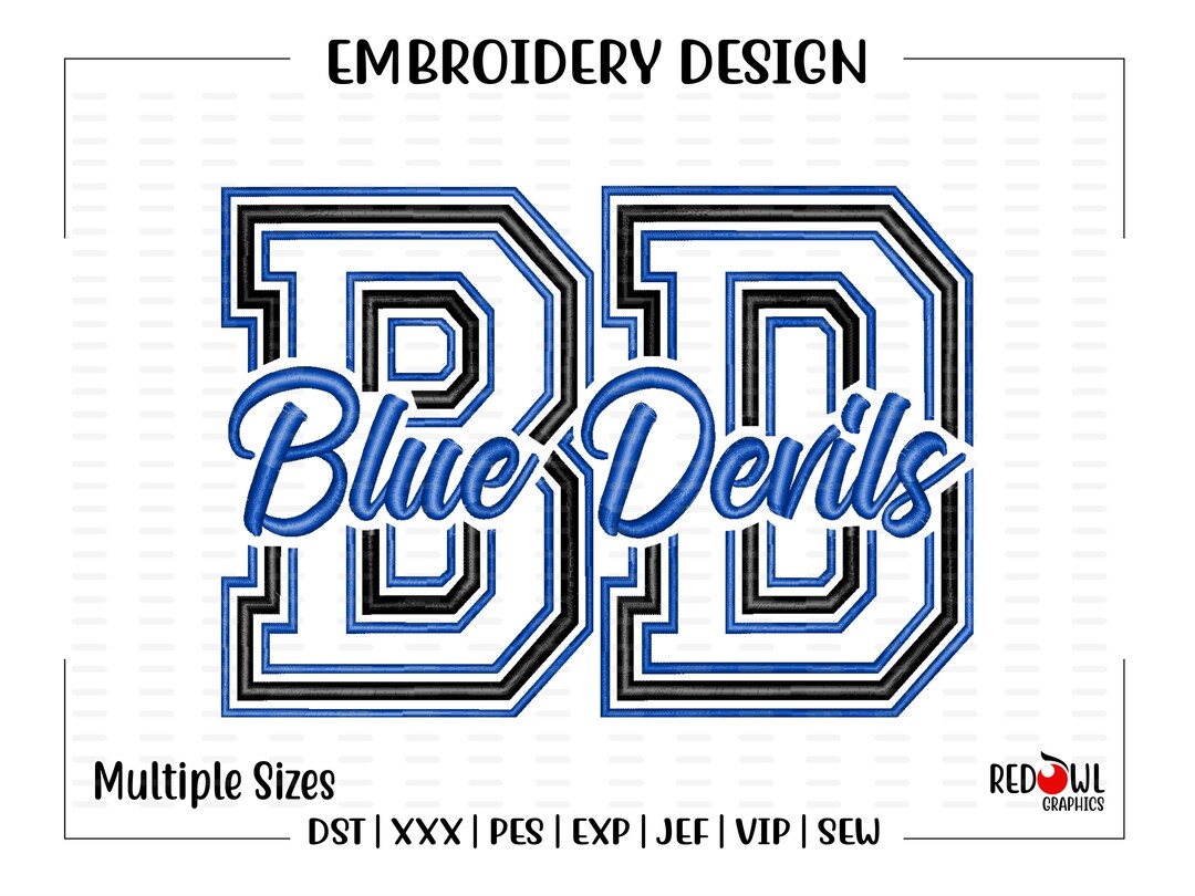 Blue Devils, Devil, Embroidery Design, Mascot, School, Blue Devil ...