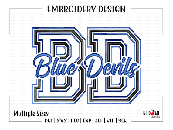Blue Devils Devil Embroidery Design Mascot School Blue - Etsy