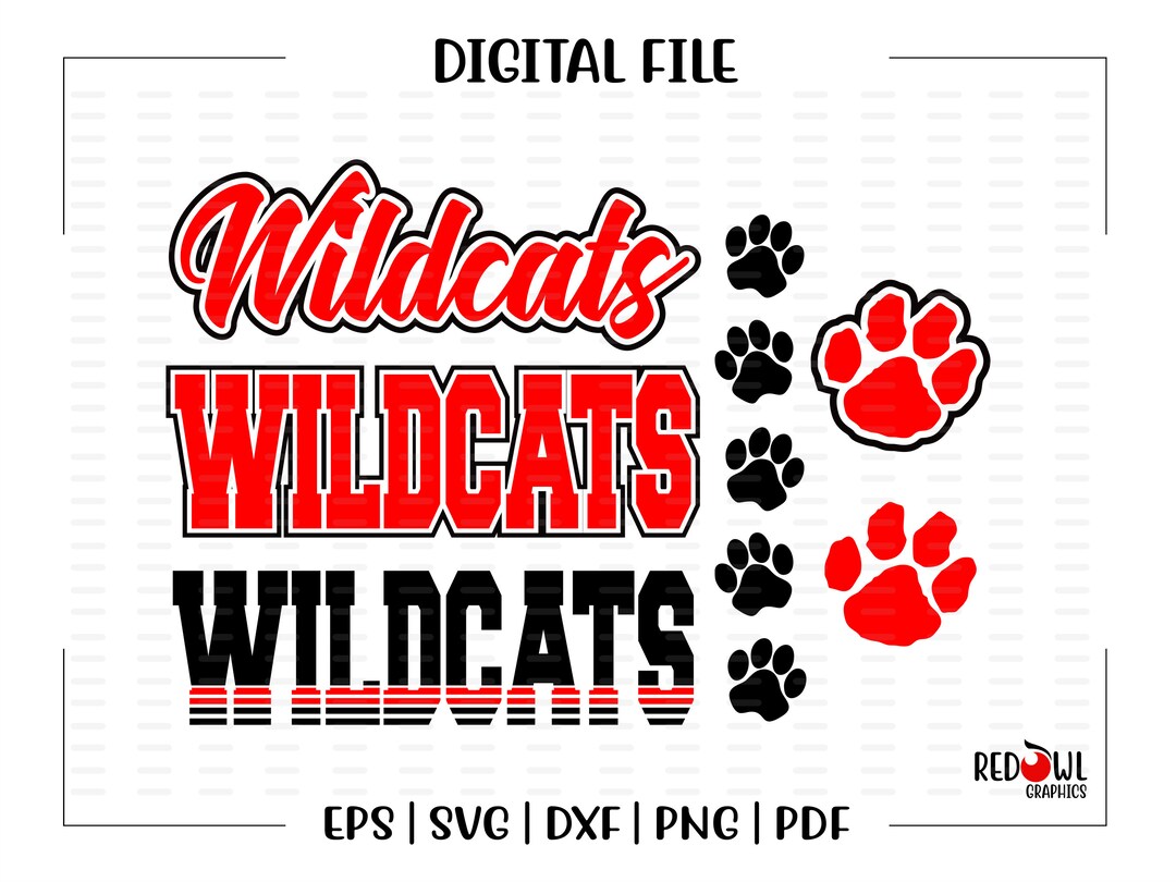 Wildcat Svg, Wildcats Svg, Wildcat, Paw, Script, Wildcats, Block, Text ...