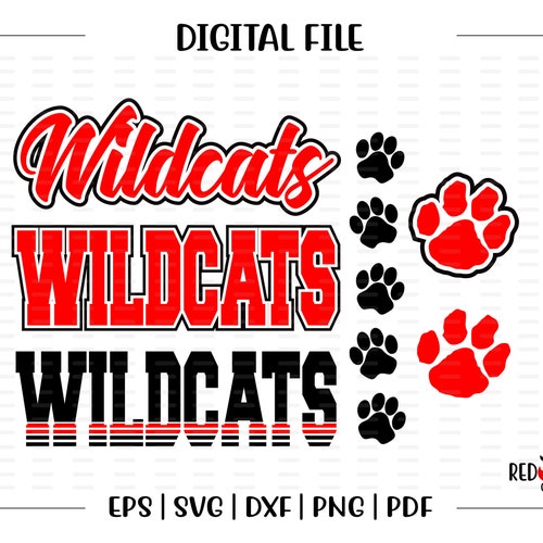 Wildcat Mascot Paw Print SVG DXF PNG Eps Clip Art Cut - Etsy