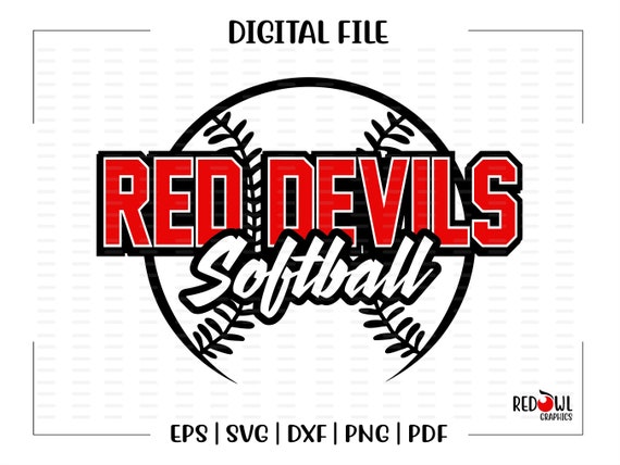 Art & Collectibles digital pdf sublimation Red Devil Softball svg ...
