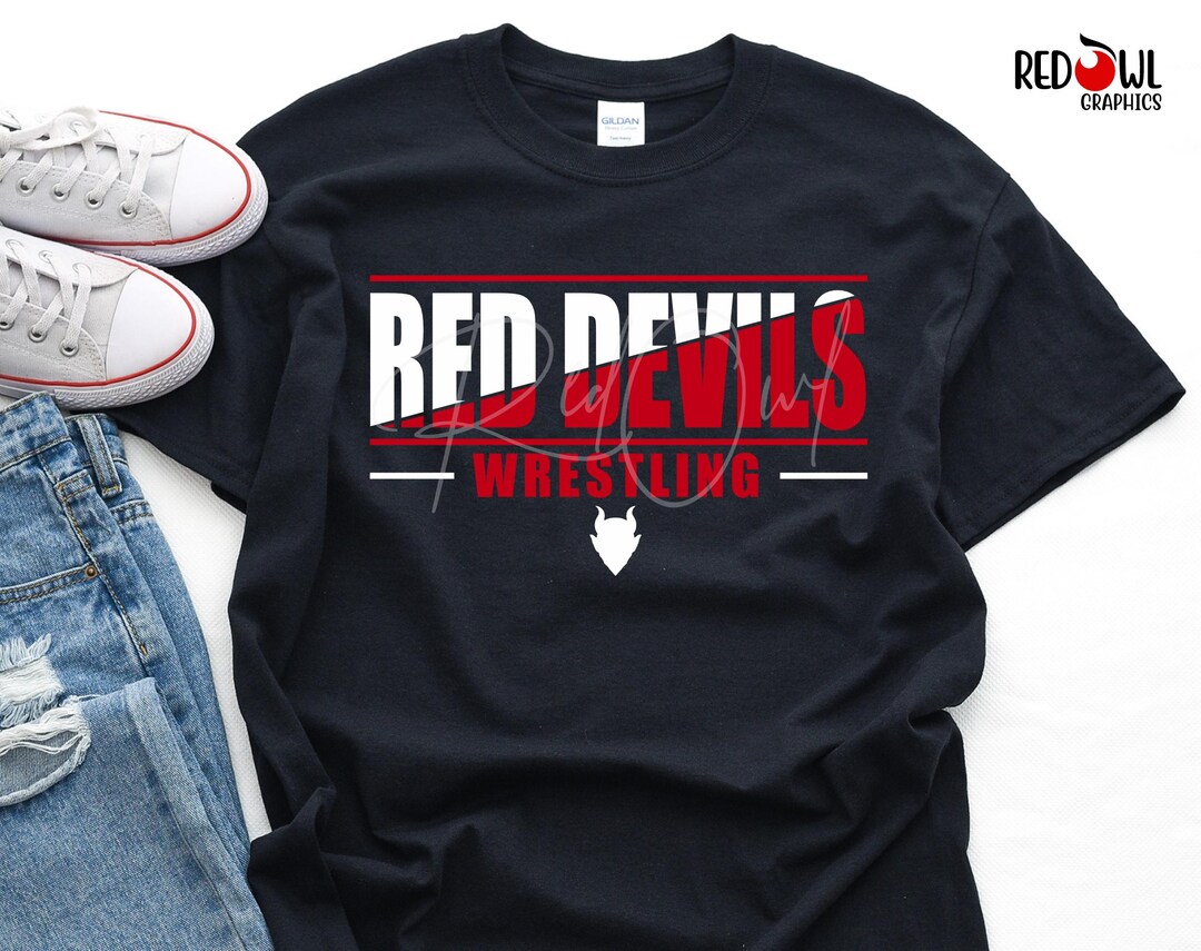 Wrestling Shirt, Red Devil Shirt, Red Devils T-shirt, Red Devil ...