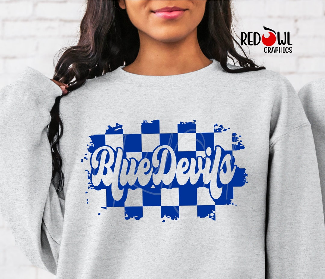 Blue Devil Shirt, Blue Devils T-shirt, Retro, Checker, T-shirt ...
