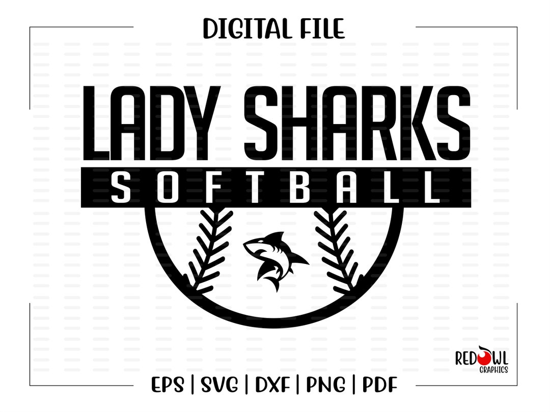 Softball Svg, Lady Shark Softball Svg, Lady, Shark, Sharks, Softball ...