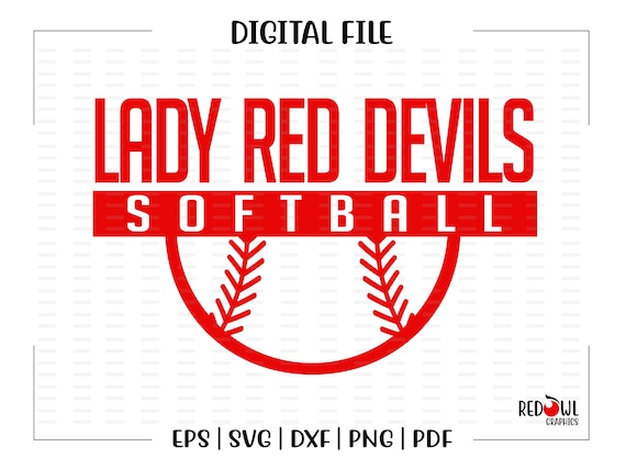 Softball Svg Lady Red Devils Softball Svg Lady Red Devil | Etsy