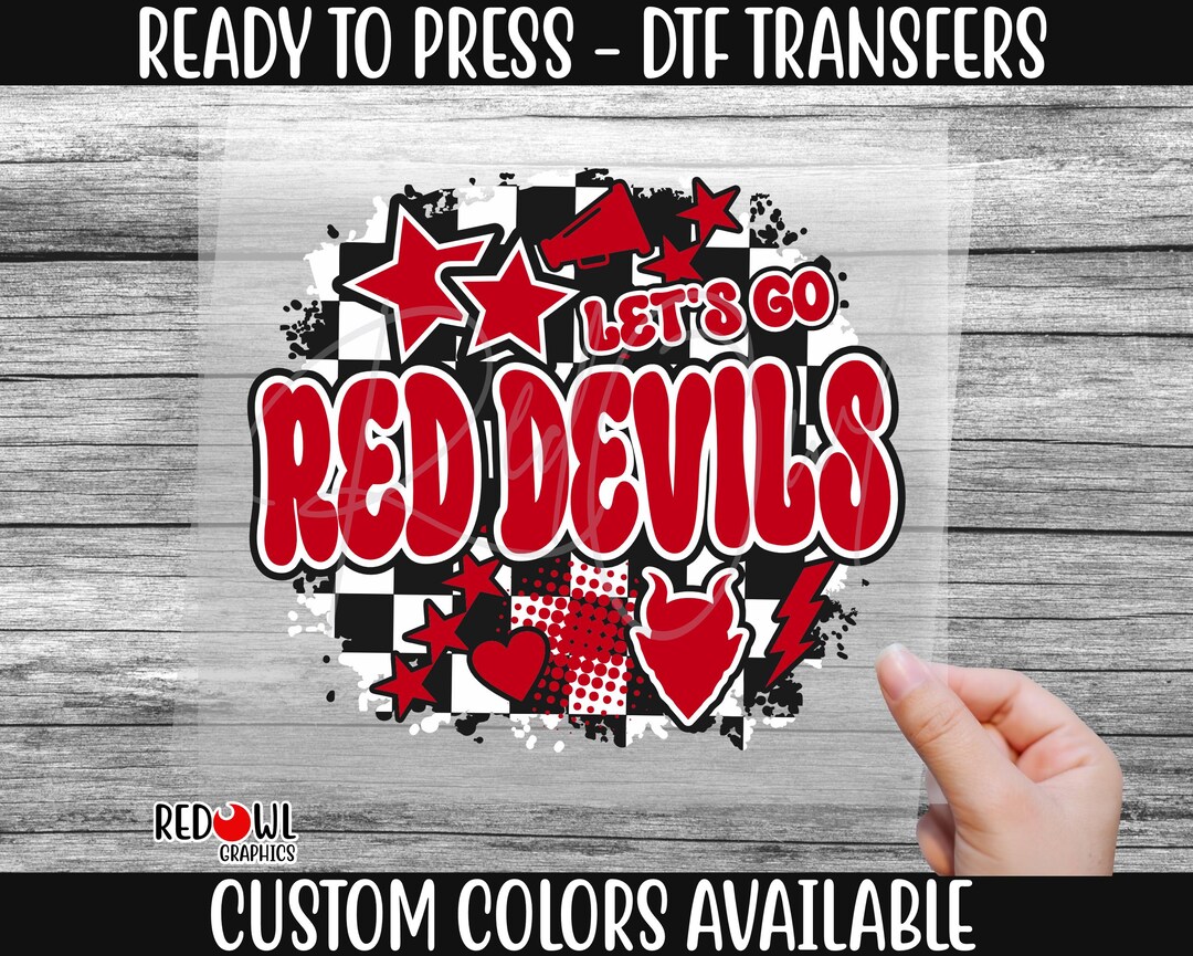 Ready to Press, Red Devils, Red Devils Dtf,retro, Checker Board, Custom ...