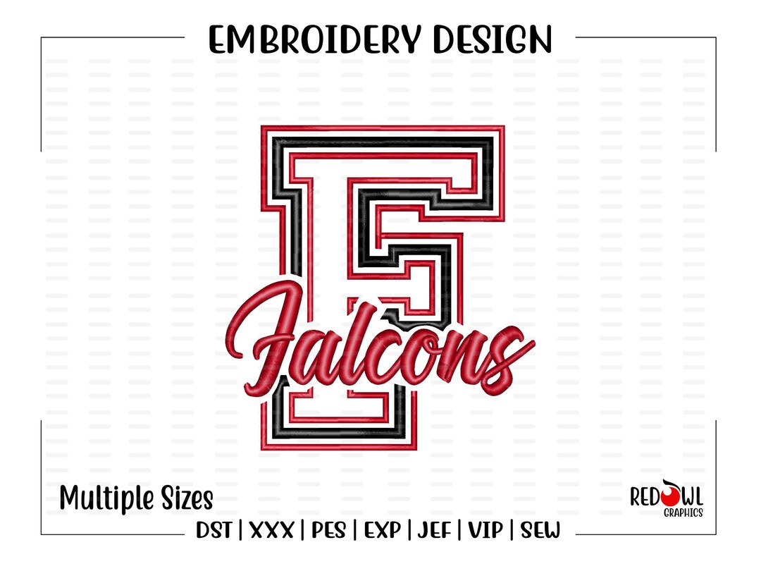 Falcon, Falcons, Embroidery Design, Mascot, School, Falcon Embroidery ...