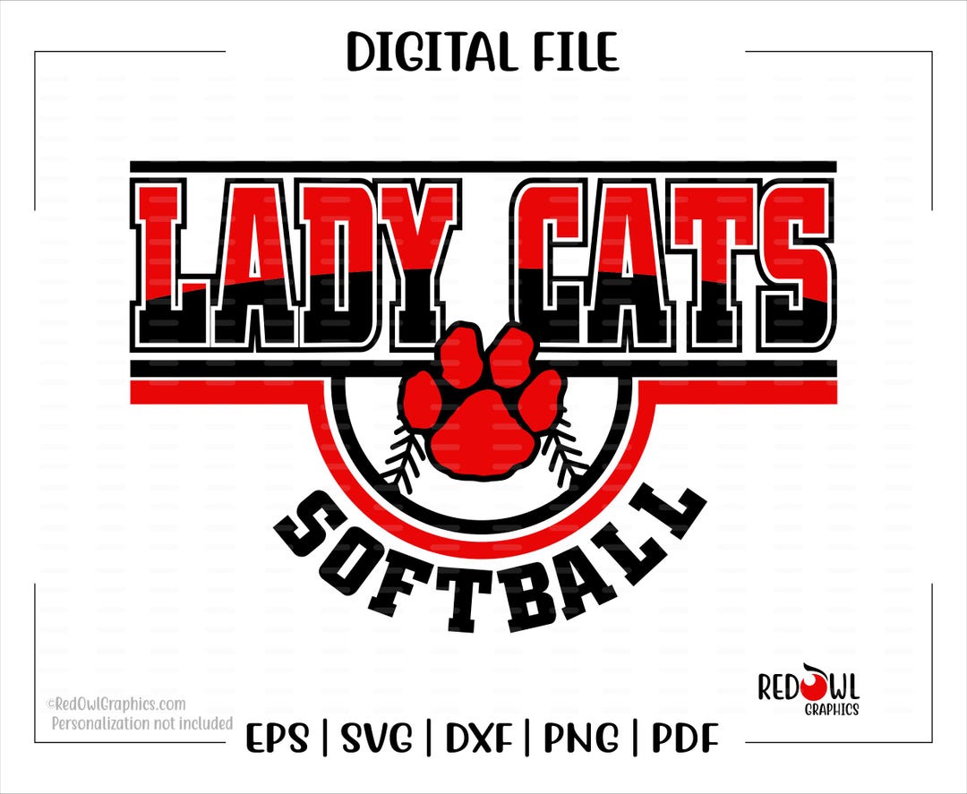 Softball Svg, Lady Cats Softball Svg, Lady, Cat, Cats, Ladycat ...
