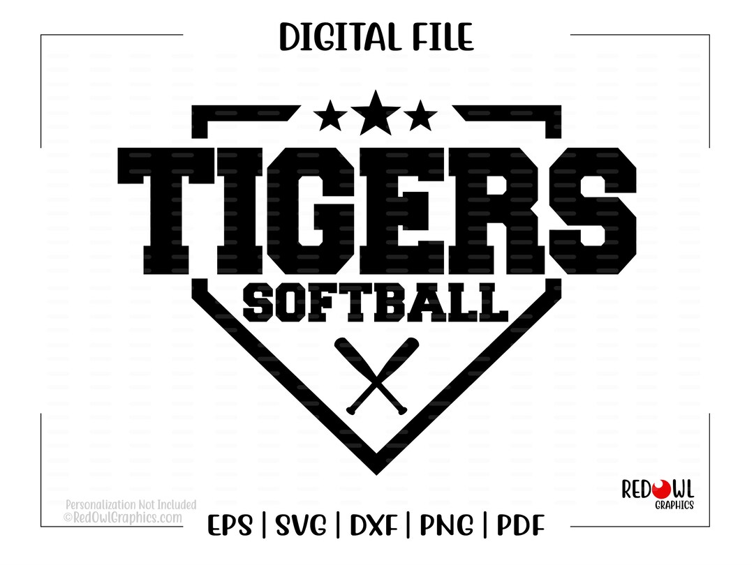 Softball Svg, Tiger Softball Svg, Tiger, Tigers, Softball, Svg, Dxf ...