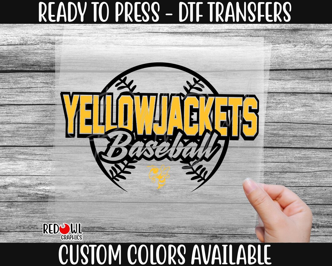 Ready to Press, Yellowjackets, Baseball, Yellow Jacket DTF, Custom DTF ...